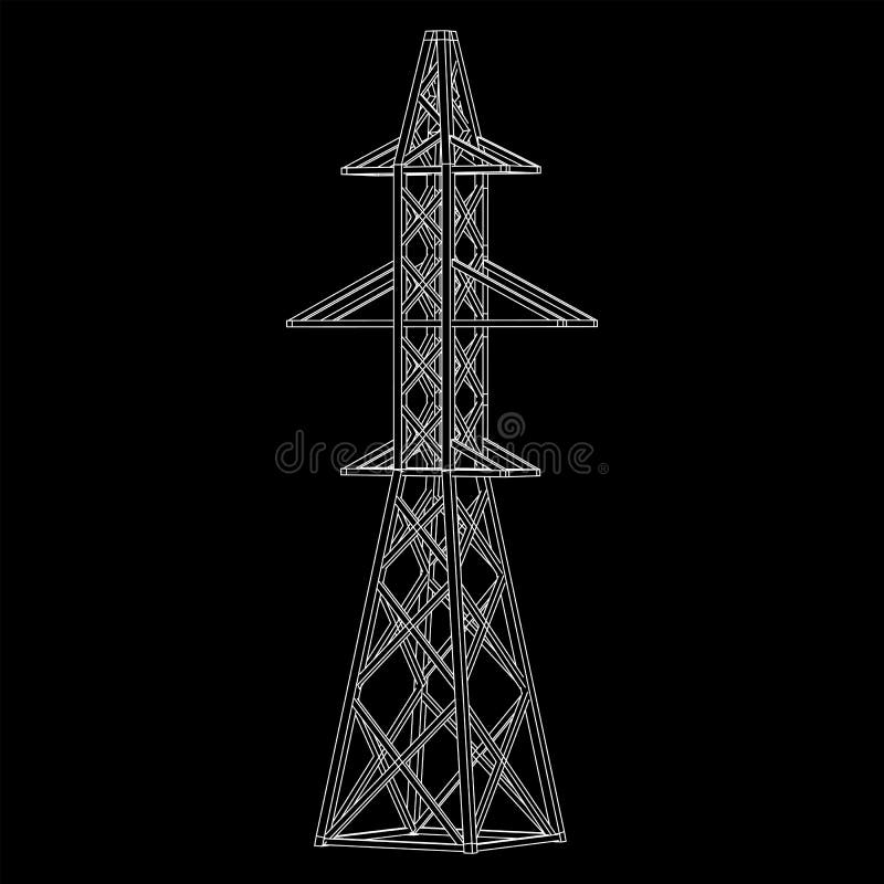 Power Transmission Tower High Voltage Pylon Stock Vector - Illustration ...