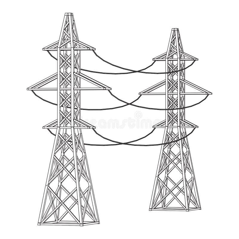 Power Transmission Tower High Voltage Pylon Stock Vector - Illustration ...