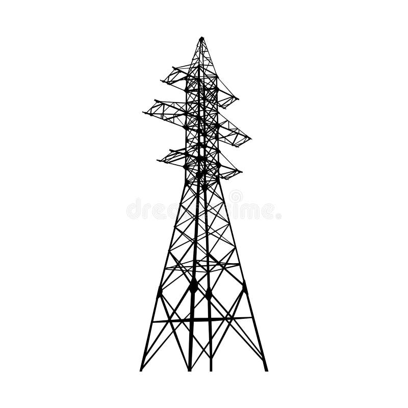 Power Transmission Tower. Isolated on White. Vector. Stock Vector ...