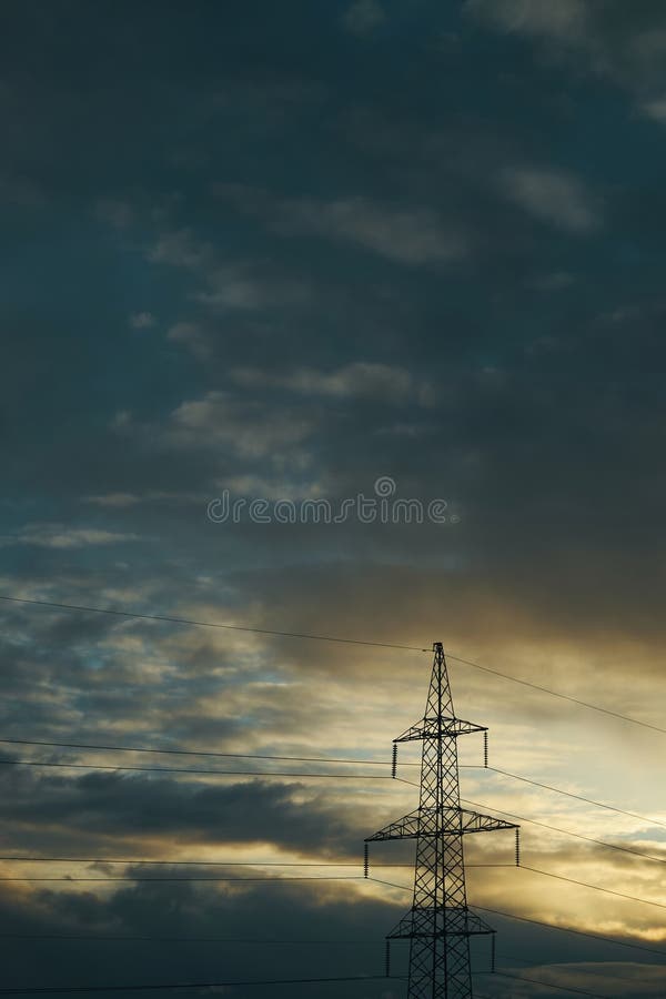 Power Transmission Tower at Sunset Outdoors Stock Photo - Image of ...