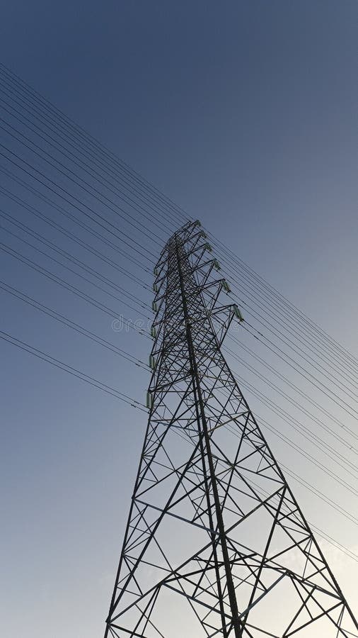 Power Transmission Tower Under the Evening Sky Stock Photo - Image of ...