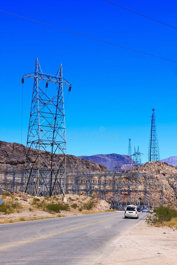 Power Transmission Towers by Highway Stock Image - Image of line ...