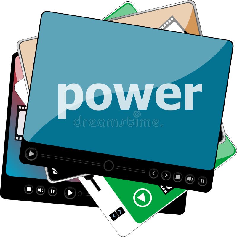 Power Text. Video Media Player for Web with Text Power Stock ...