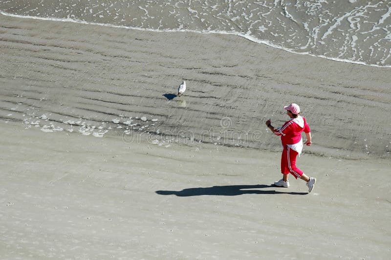 Power walking on beach stock photo. Image of running, female - 1998184