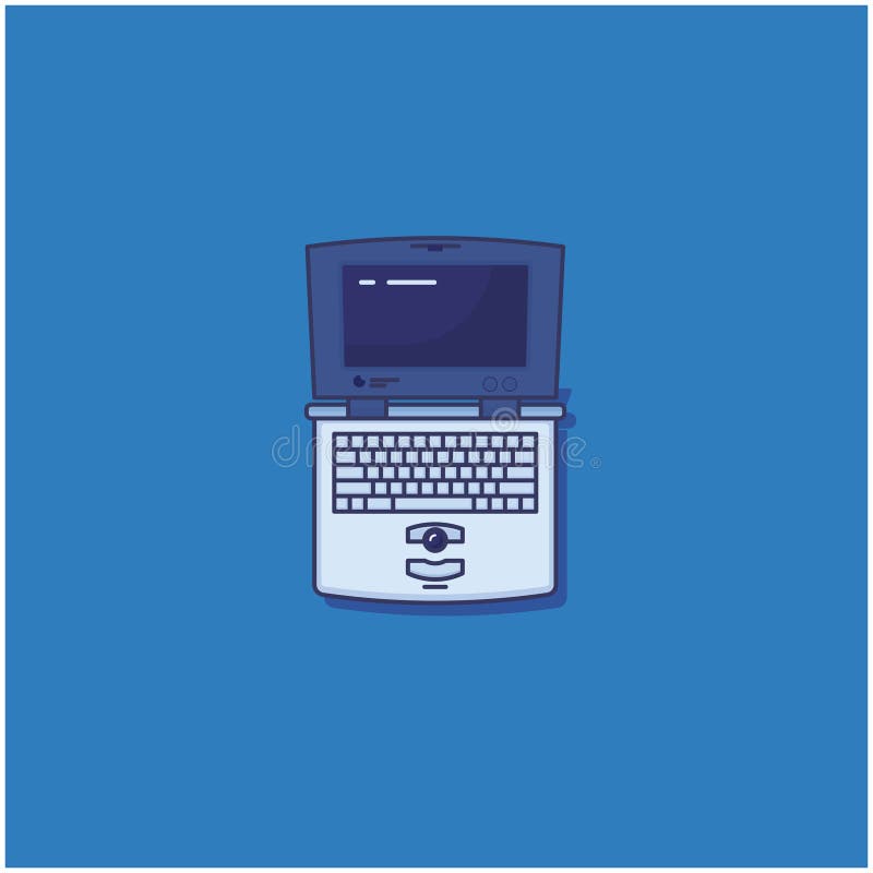 PowerBook Laptop Computer Vector Illustration Isolated on Blue ...