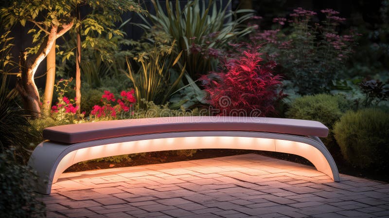 Powered bench with light stock illustration. Illustration of plants ...