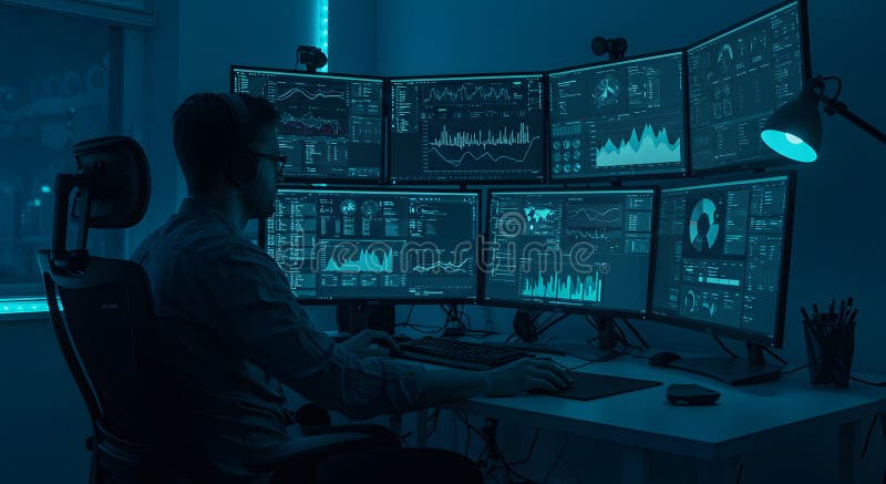 Powered Remote Workstation at Home Stock Illustration - Illustration of ...