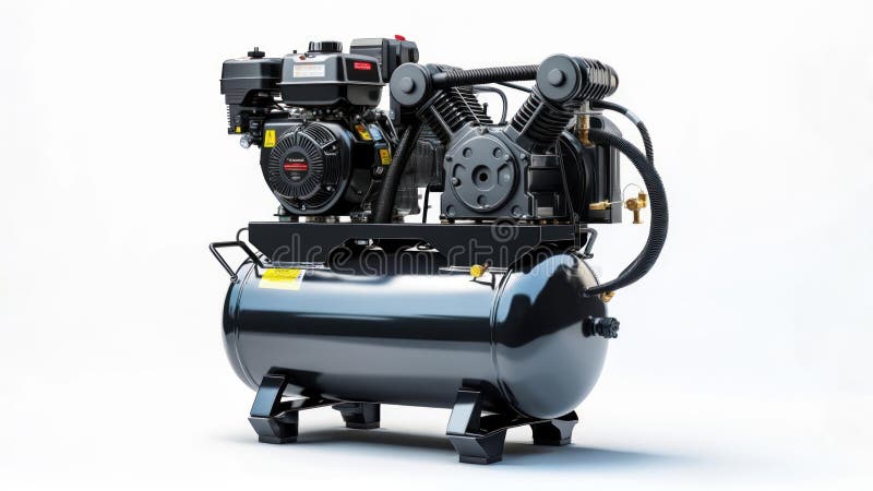 Black Industrial Air Compressor on White Background Stock Illustration ...