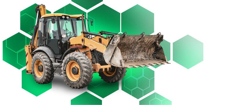 Heavy Equipment Machinery in a Vibrant Geometric Design Showcasing ...