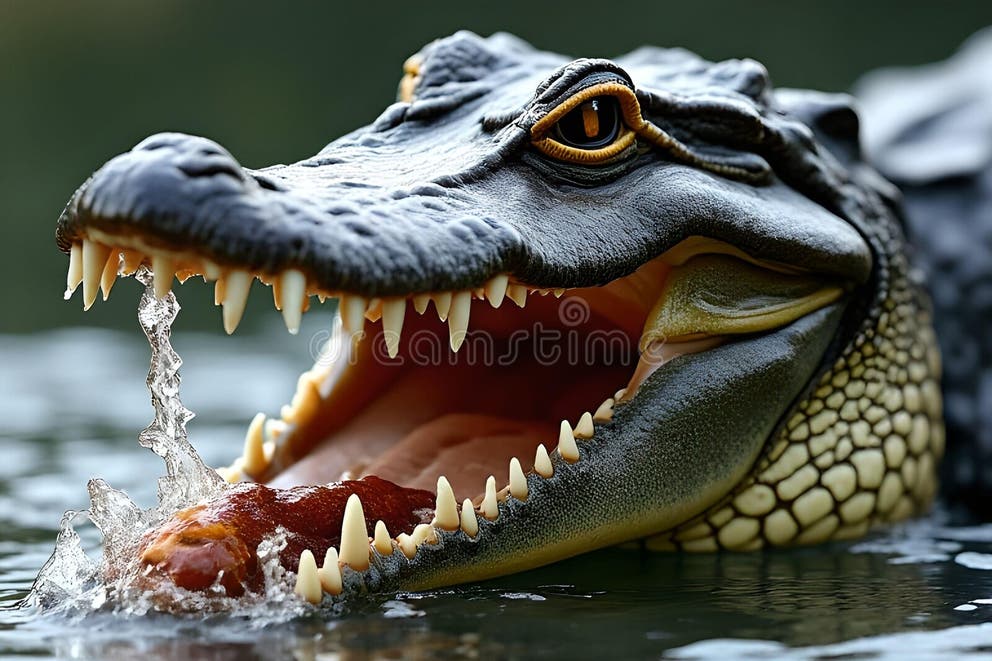 Powerful Alligator Bite: Hyper-Realistic Textures and Dramatic Close-Up ...