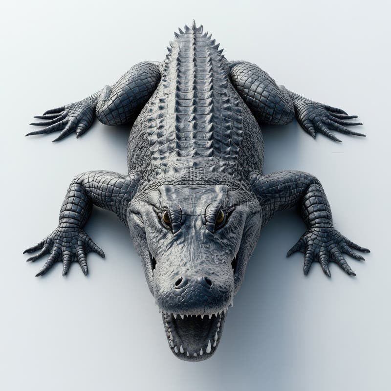 Powerful Alligator Top View Threatening Pose White Background Stock ...