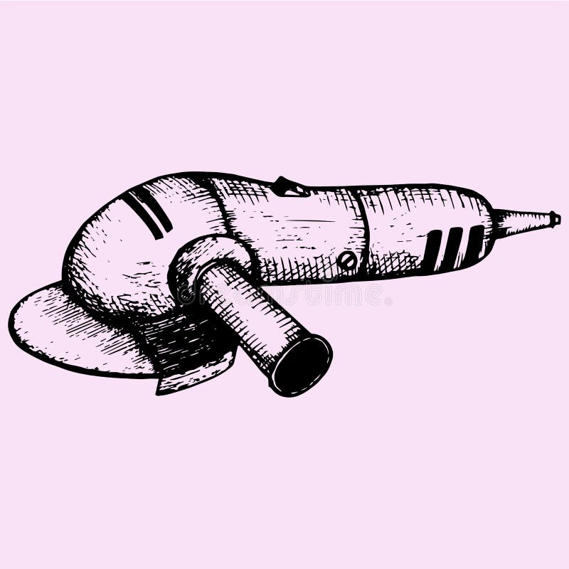 Powerful Angle Grinder with Abrasive Disk Stock Vector - Illustration ...