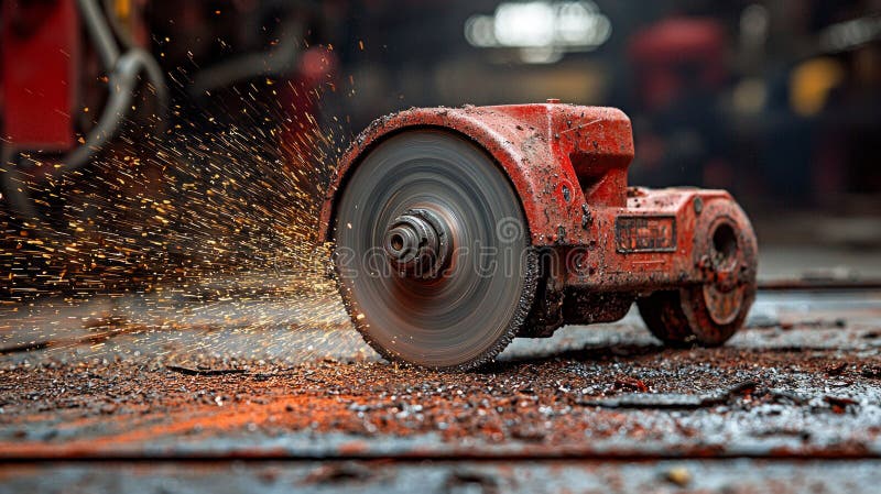 Powerful Angle Grinder Cuts Metal Sheets Bustling Workshop Filled Tools ...