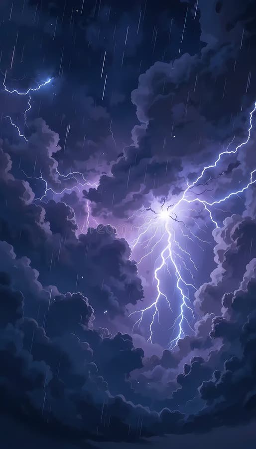 A Powerful Anime Style Sky, Filled with Dark Brooding Storm Clouds ...