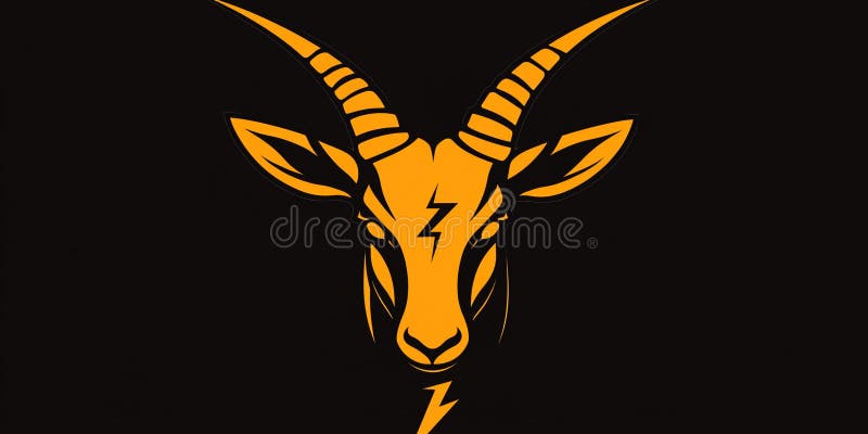 Powerful Antelope Head Orange Black Graphic Design Logo Stock ...