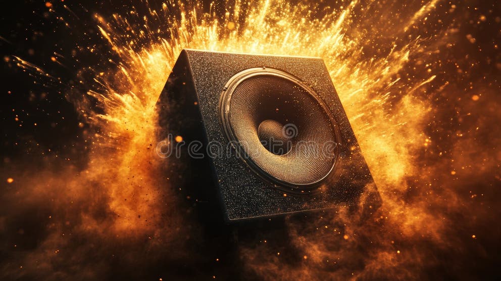 Powerful Audio Speaker Exploding with Energy and Sound Waves Stock ...