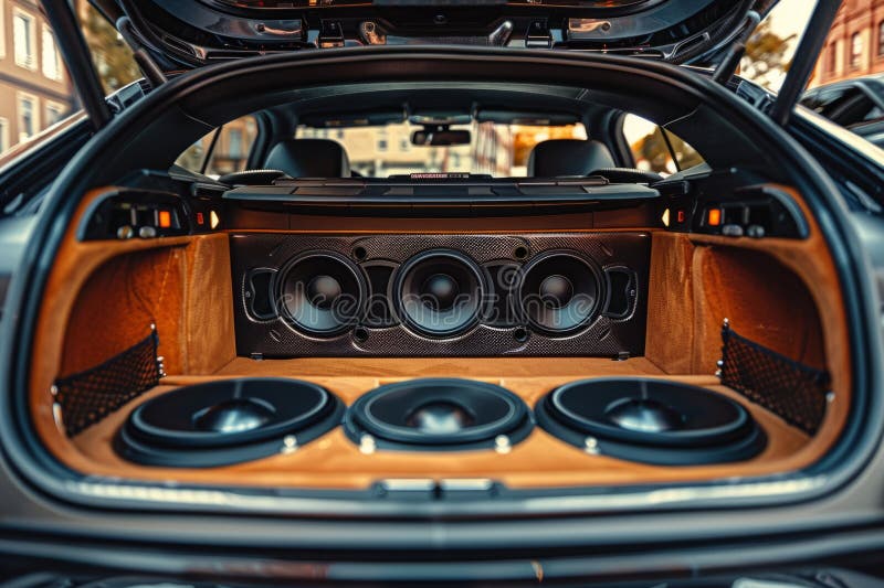 Powerful Audio System in the Car with a Subwoofer Stock Image - Image ...