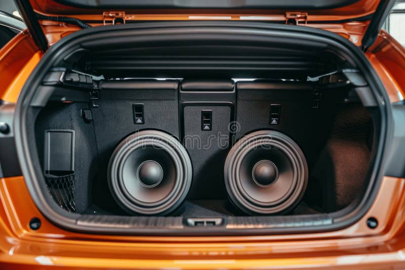 Powerful Audio System in the Car with a Subwoofer Stock Image - Image ...