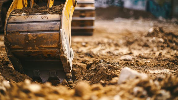 A Powerful Backhoe at Work, Digging Deep into the Earth with Precision. Stock Image - Image of ...