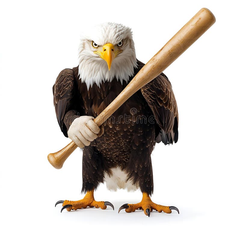 Powerful Bald Eagle Holding Baseball Bat Ready To Strike a Pose Stock ...