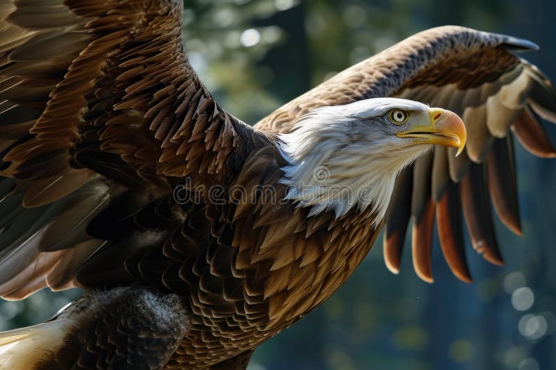 A Powerful Bald Eagle Soaring through the Air with Its Wings Gracefully Spread. Perfect for ...