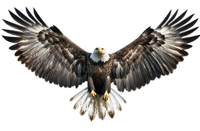Powerful Bald Eagle with Wings Spread Wide Stock Illustration - Illustration of feathers, bird ...
