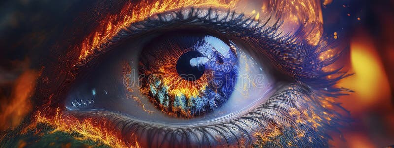 Generated Image Ye on Fire with Forest Reflection Stock Image - Image ...