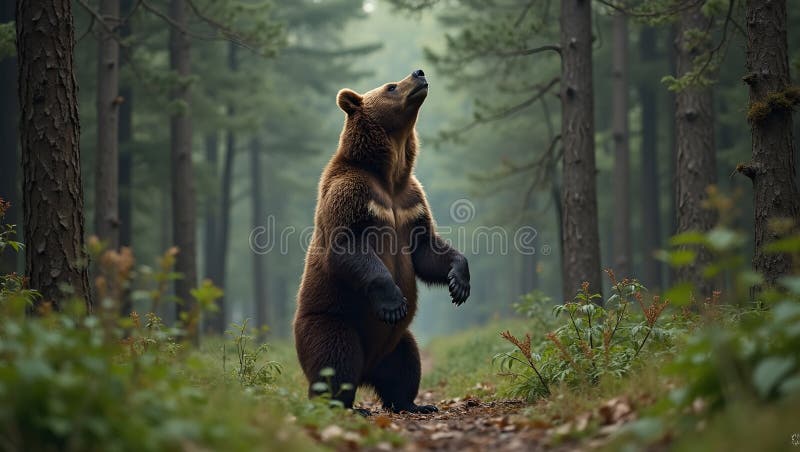 Powerful Bear in Dense Forest Capturing Raw Strength of Nature Stock ...