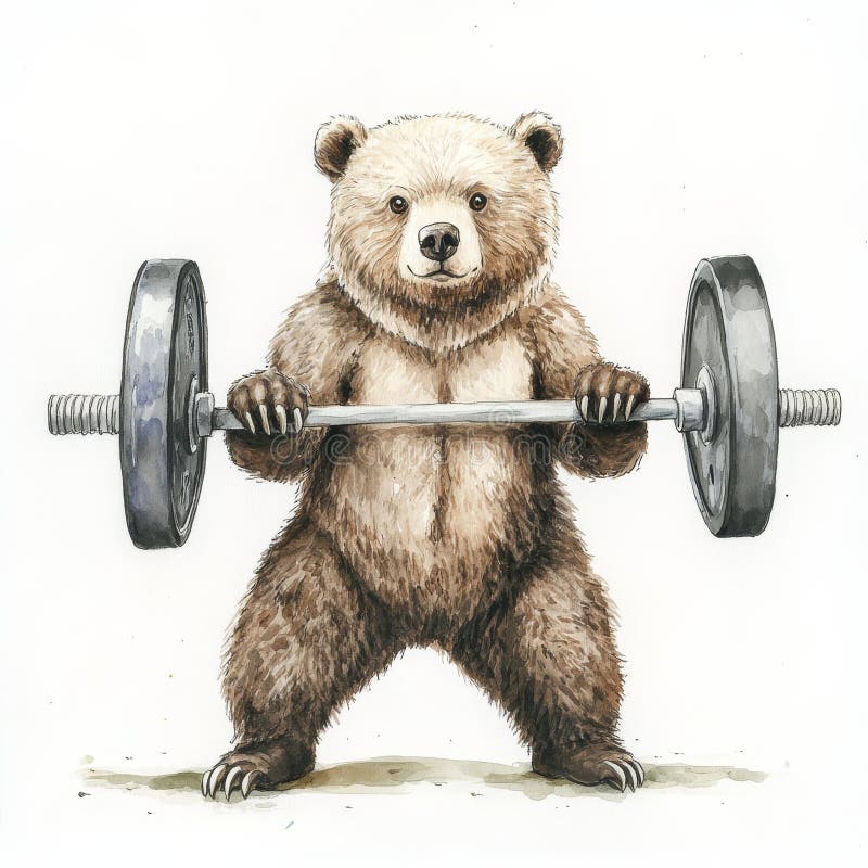 A Powerful Bear is Lifting Weights To Demonstrate Its Strength and ...