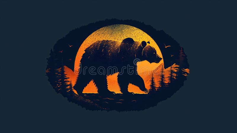 A Powerful Bear Emerging from the Forest Stock Illustration ...