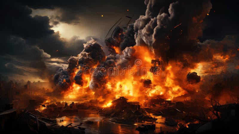 Powerful Big Explosion of an Atomic Bomb, a Nuclear Explosion during a ...