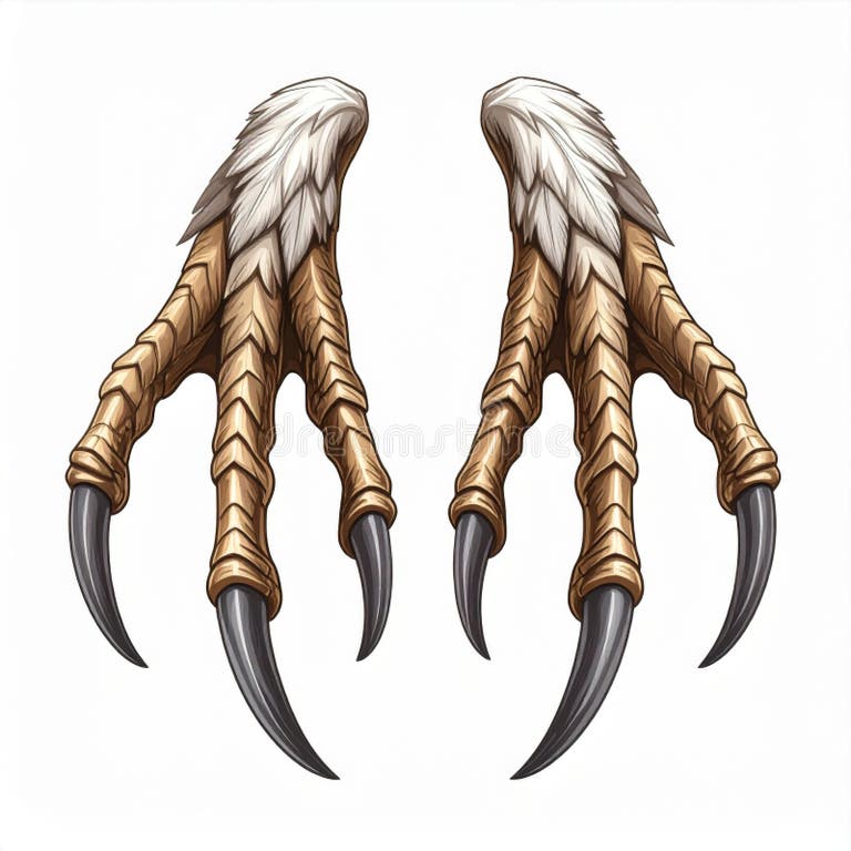 Powerful Bird Talons with Feathered Wings on White Background Stock ...