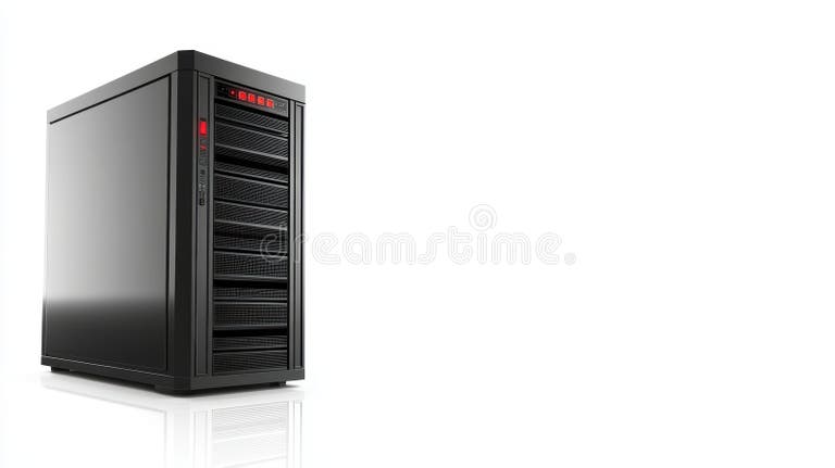 Powerful Black Computer Tower with Illuminated Red Light Indicator ...