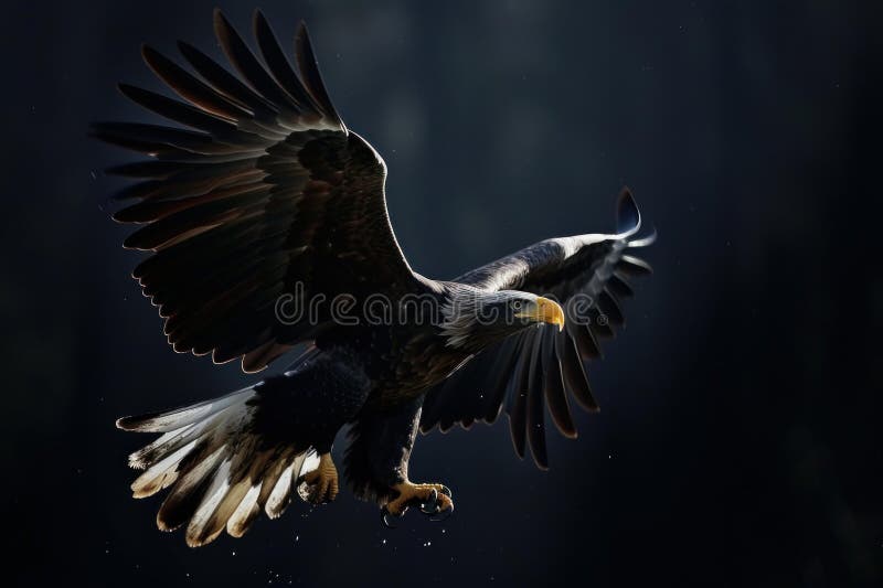 Powerful Black Eagle Bird Lights. Generate Ai Stock Image - Image of ...
