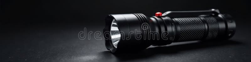 Powerful Black Flashlight, Ergonomic Textured Grip , Background ...