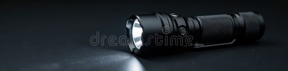 Powerful Black Flashlight, Ergonomic Textured Grip , Portable, Close Up ...