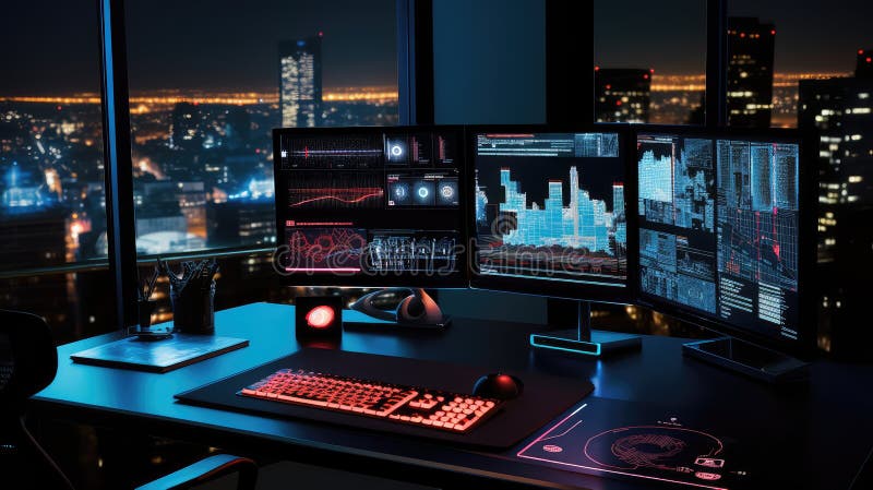 Powerful Black Office Computer Stock Illustration - Illustration of ...