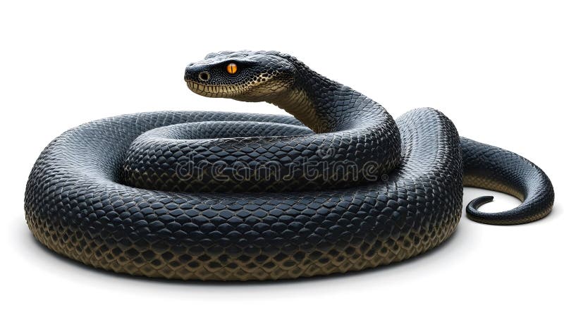 Black Snake Coiled Image Wildlife Reptile Nature Stock Illustration ...