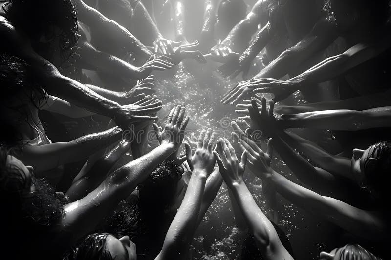 A Powerful Black and White Photo of Multiple Hands Raised, Symbolizing ...