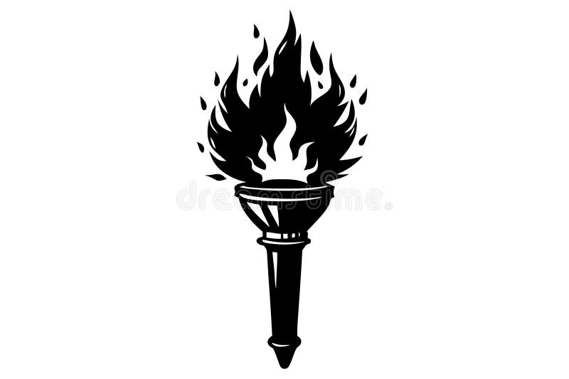 Powerful Black and White Torch Graphic Design Stock Illustration ...