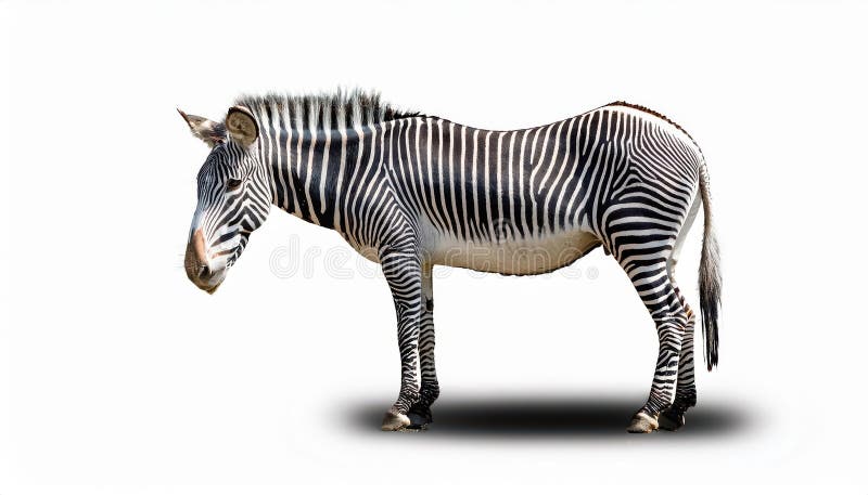 Striking Isolated Zebra on White Background and Shadow Majestic ...