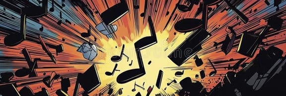 Powerful Blast of Dark Musical Notes in Explosion Stock Illustration ...