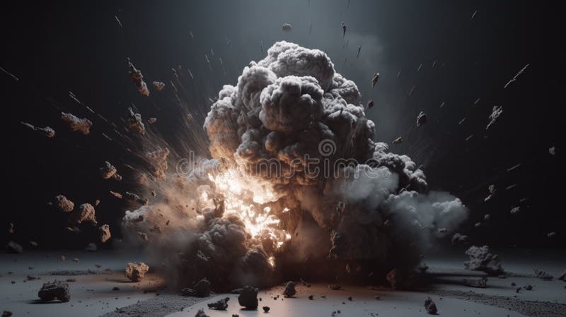 AI Generative a Large Explosion with a White Cloud and Smoke Coming Out ...