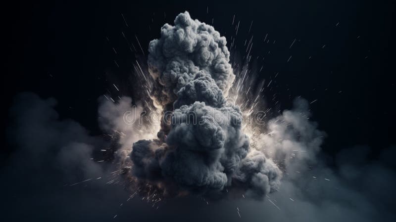 AI Generative a Large Explosion with a White Cloud and Smoke Coming Out ...