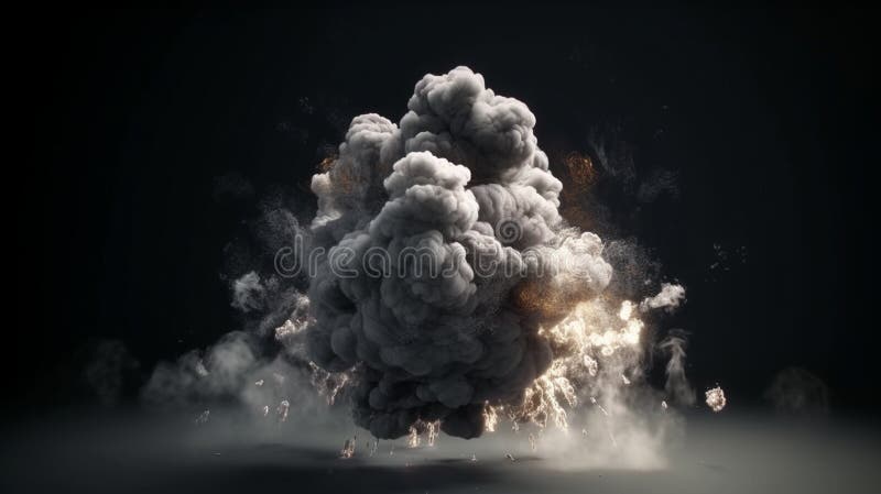 AI Generative a Large Explosion with a White Cloud and Smoke Coming Out ...