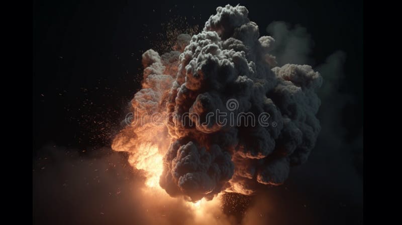 AI Generative a Large Explosion with a White Cloud and Smoke Coming Out ...