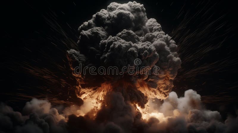 AI Generative a Large Explosion with a White Cloud and Smoke Coming Out ...