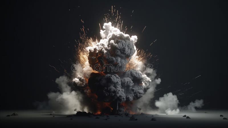 AI Generative a Large Explosion with a White Cloud and Smoke Coming Out ...