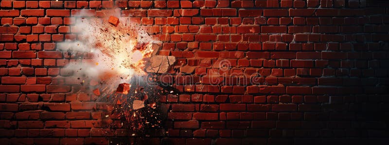 A Powerful Blast Punches a Ragged Hole through a Solid Brick Barrier ...