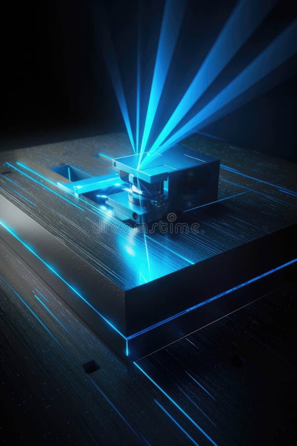 A Powerful Blue Laser Beam Expertly Slicing through a Pile of Raw ...